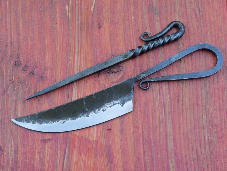 Hand Forged Medieval Cutlery Set: Rustic Camping Kitchen Utensils - Etsy