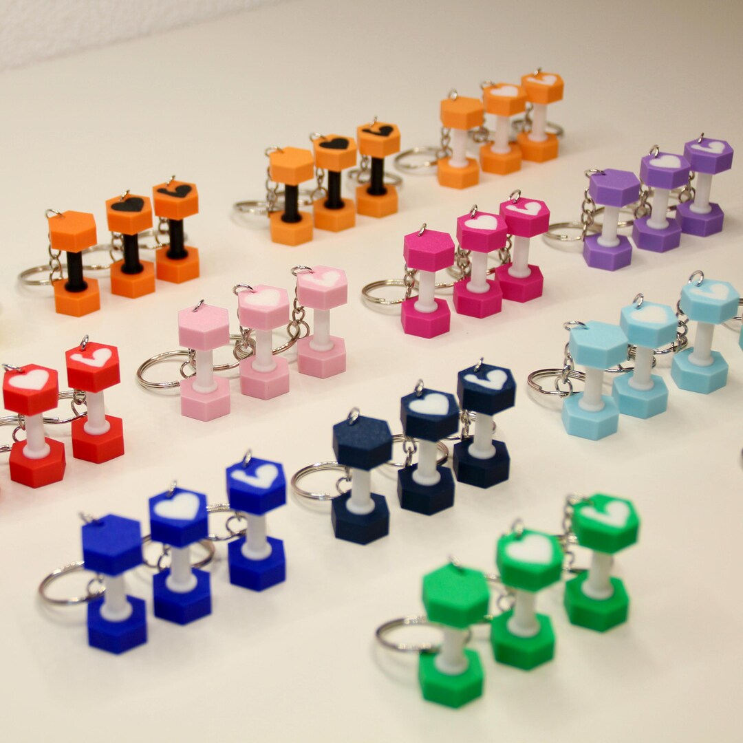 Dumbbell Key Ring Hexagonal, Customizable in Various Colors, 3d-printed ...