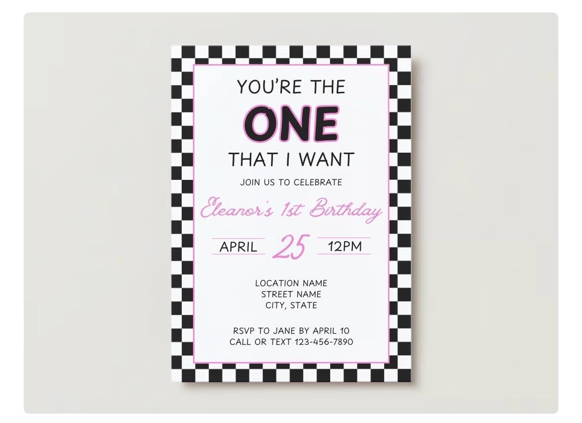 Grease First Birthday Invite - Etsy