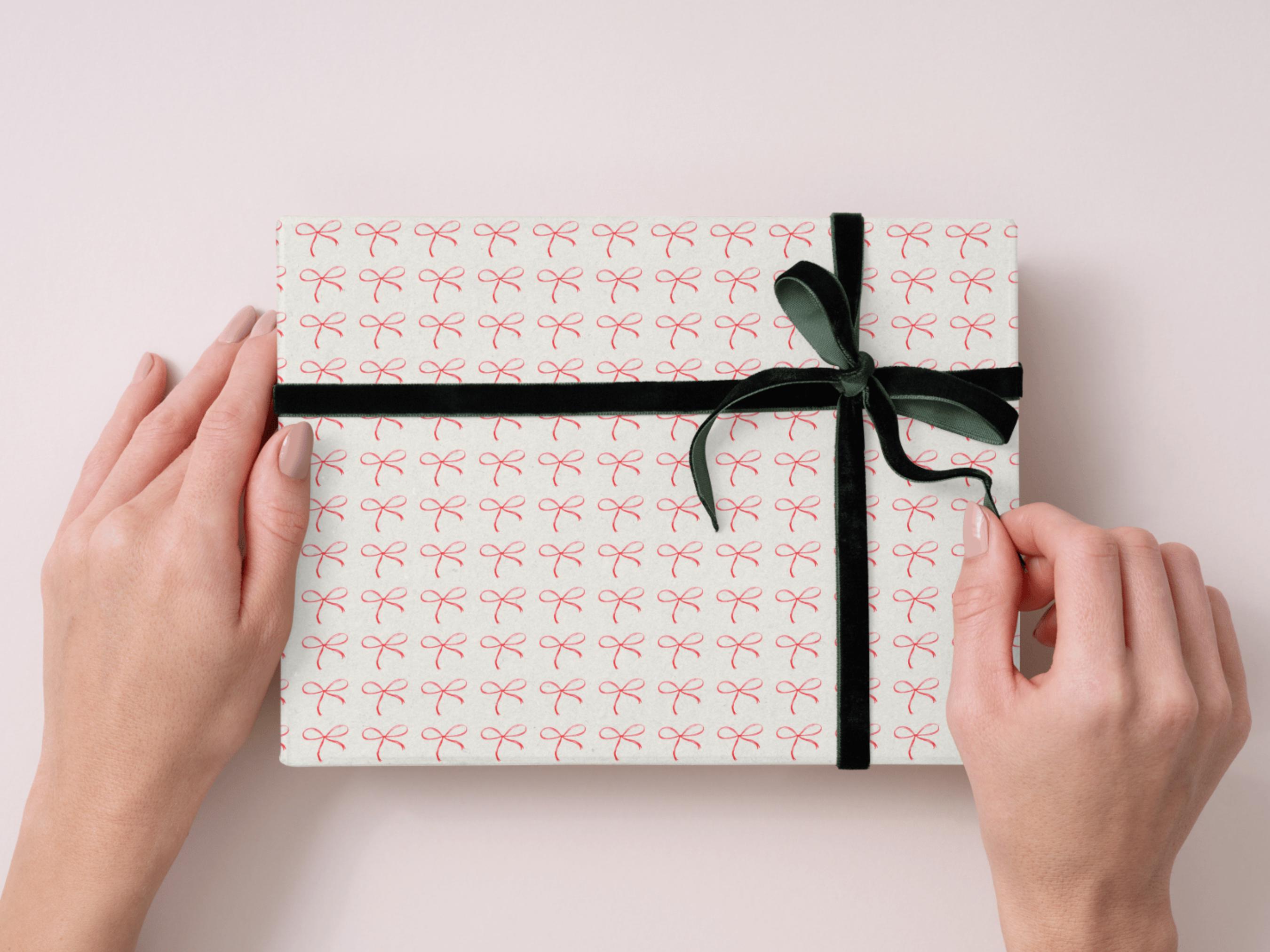 Red Bow Wrapping Paper. Christmas Wrapping Paper. Valentines Wrapping ...
