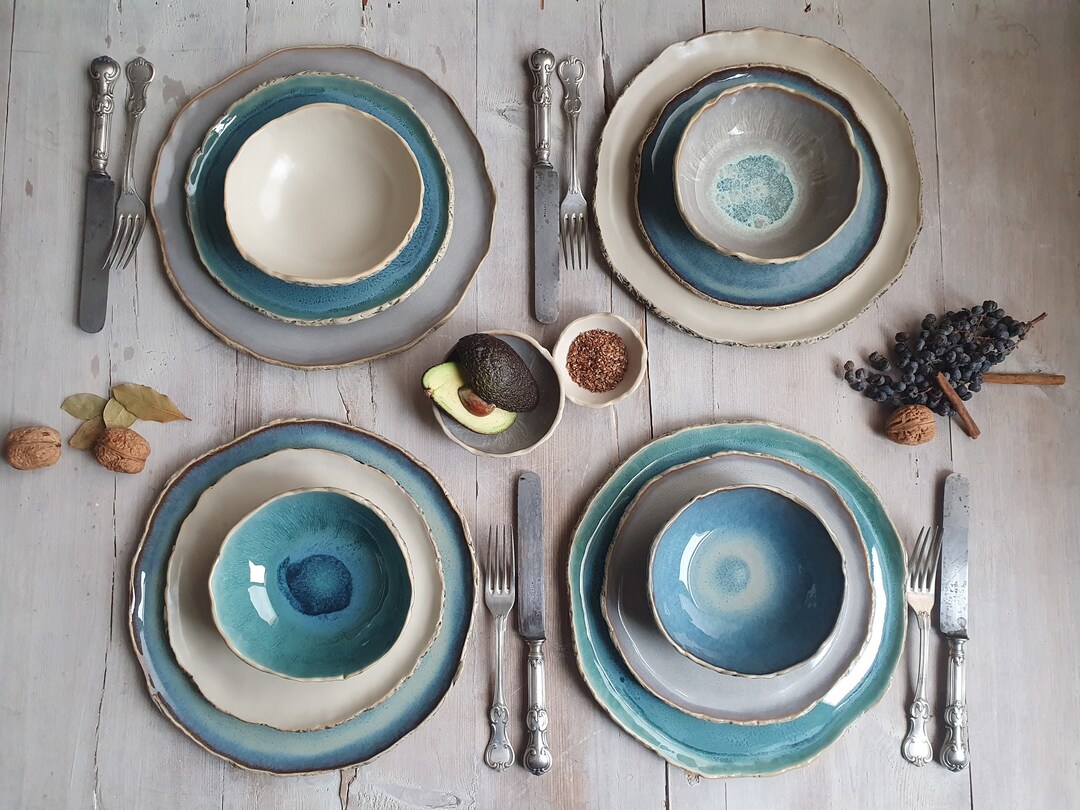 4 Person Ceramic Dinner Set | Handmade Pottery | Dinnerware Set | Table ...