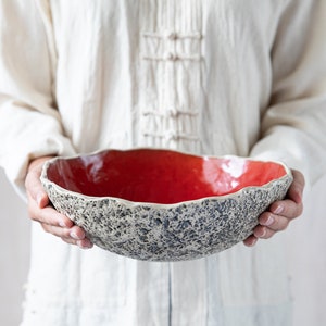 3 Pieces Large Red Bowls Set Handmade Serving Bowls Wedding Gift ...