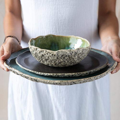 Unique Dinner Set Organic Shaped Handmade Ceramics New Colors - Etsy