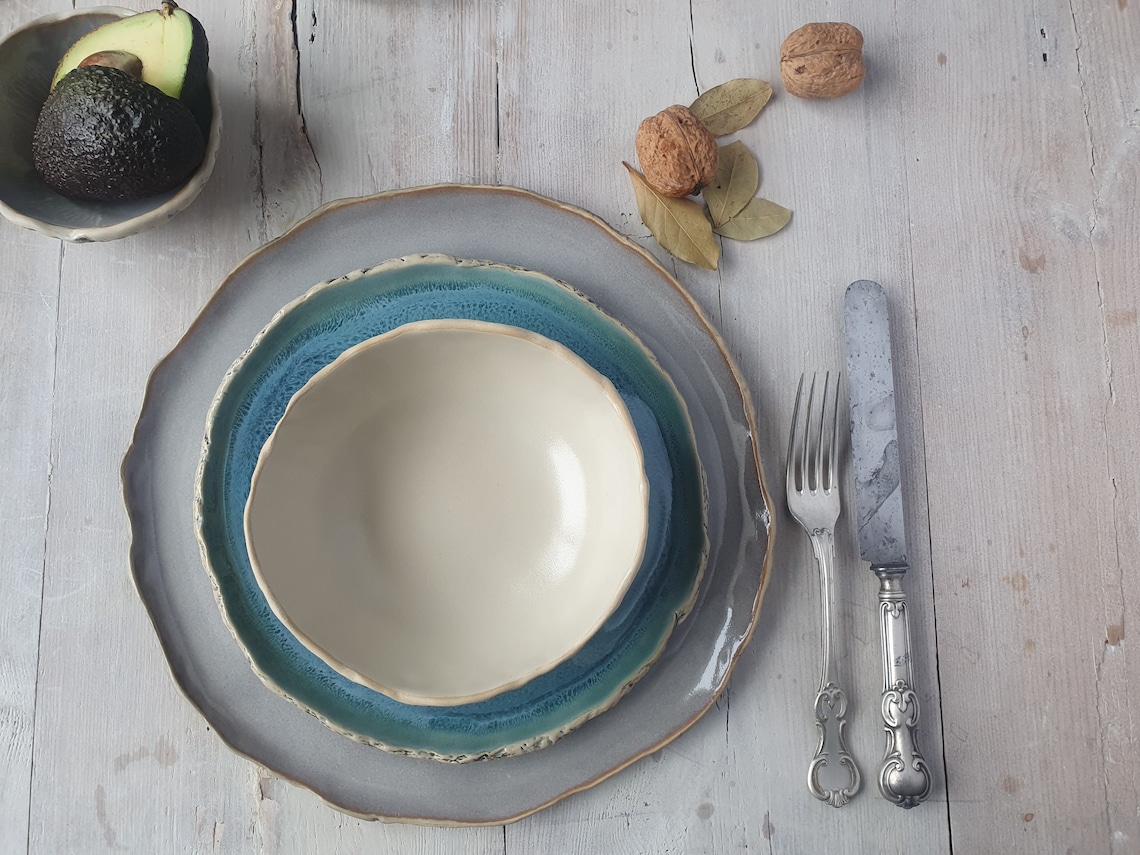 4 Person ceramic dinner set Handmade pottery Dinnerware | Etsy