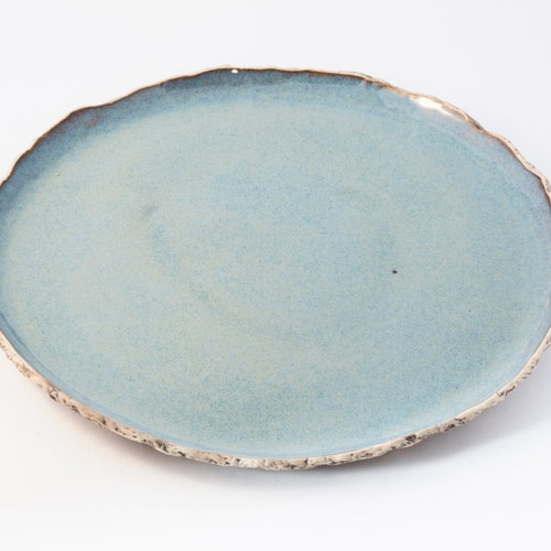 Blue Rustic Dinner Plate Handmade Organic Ceramic Plate | Etsy