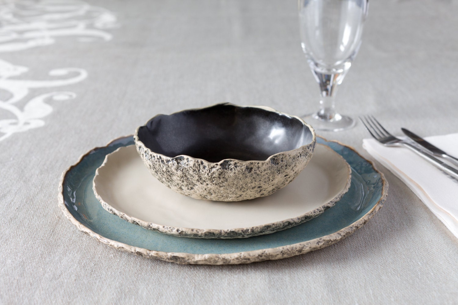 Ceramic Stoneware Dinner Set Colorful Tableware Unique - Etsy UK