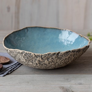Large Blue Serving Bowl Handmade Ceramics Organic Bowl Serving Bowl ...