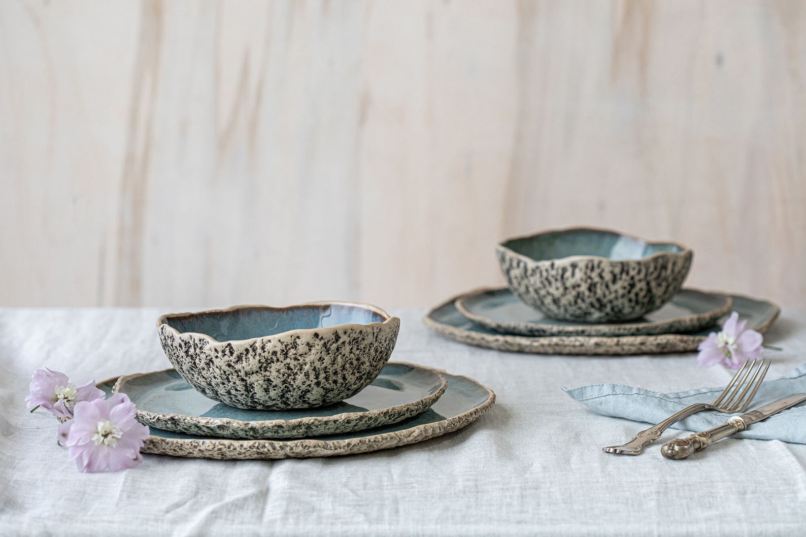 Stoneware Dinnerware Set for Two Handmade Pottery Ceramic - Etsy