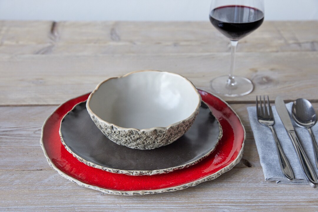 Rustic Dinnerware Set Handmade Ceramics Stoneware Dinner Setting ...