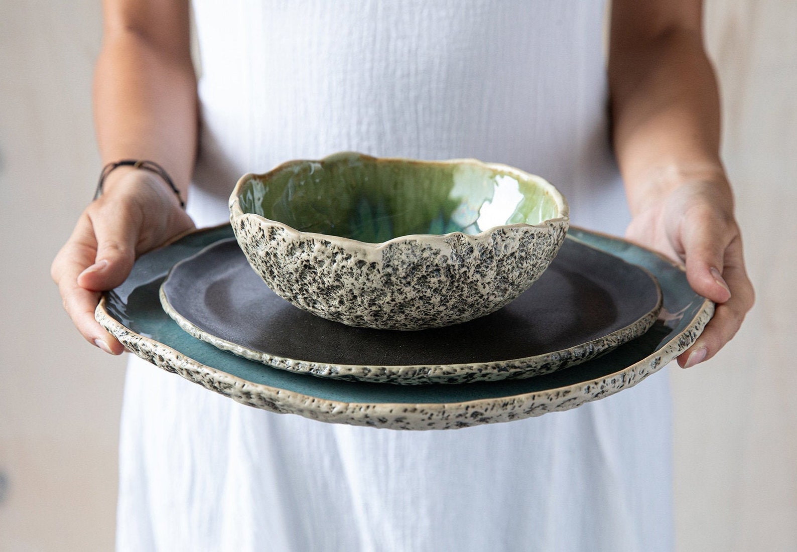 Handmade Dinnerware Set Organic Shaped Ceramics Summer Inspired Table ...