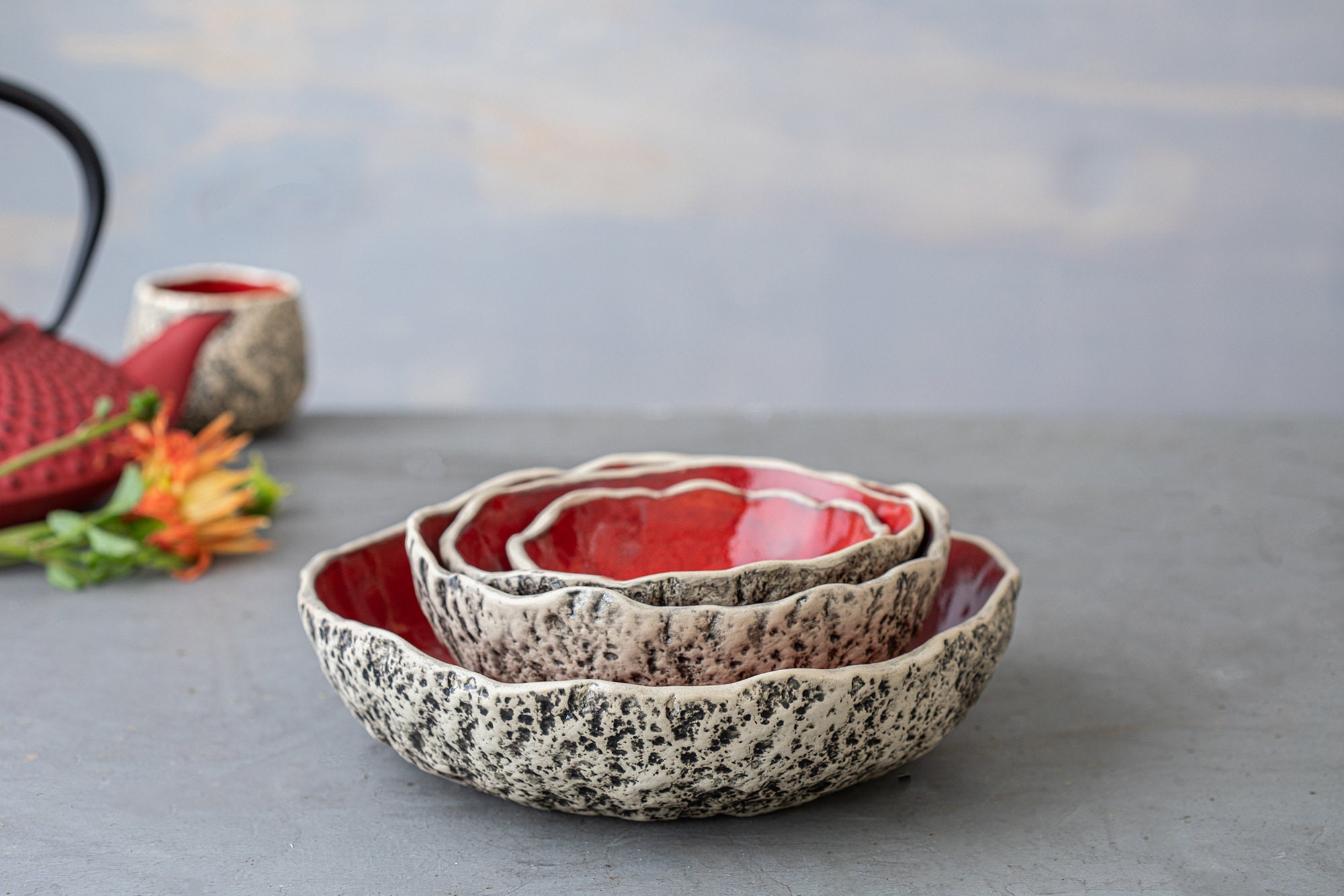 Nesting Bowls Stacking Bowls Handmade Ceramic Bowls Fruit Bowl and Side ...