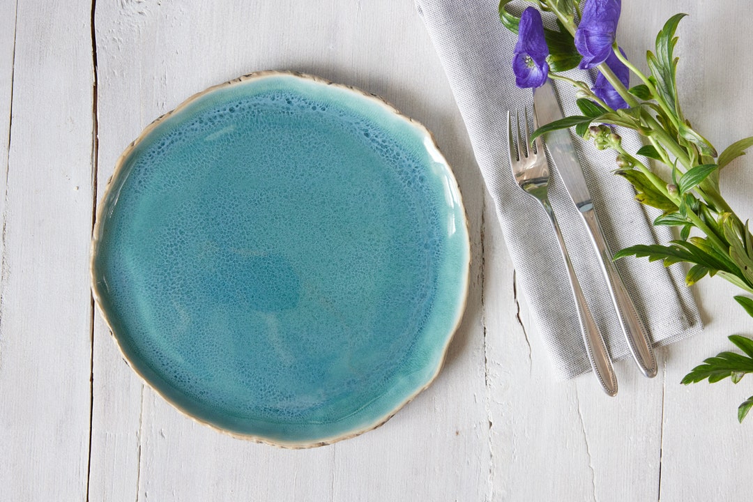 Turquoise Ceramic Plate 9"/23 Cm Lunch Plate Breakfast Plate Side Plate ...