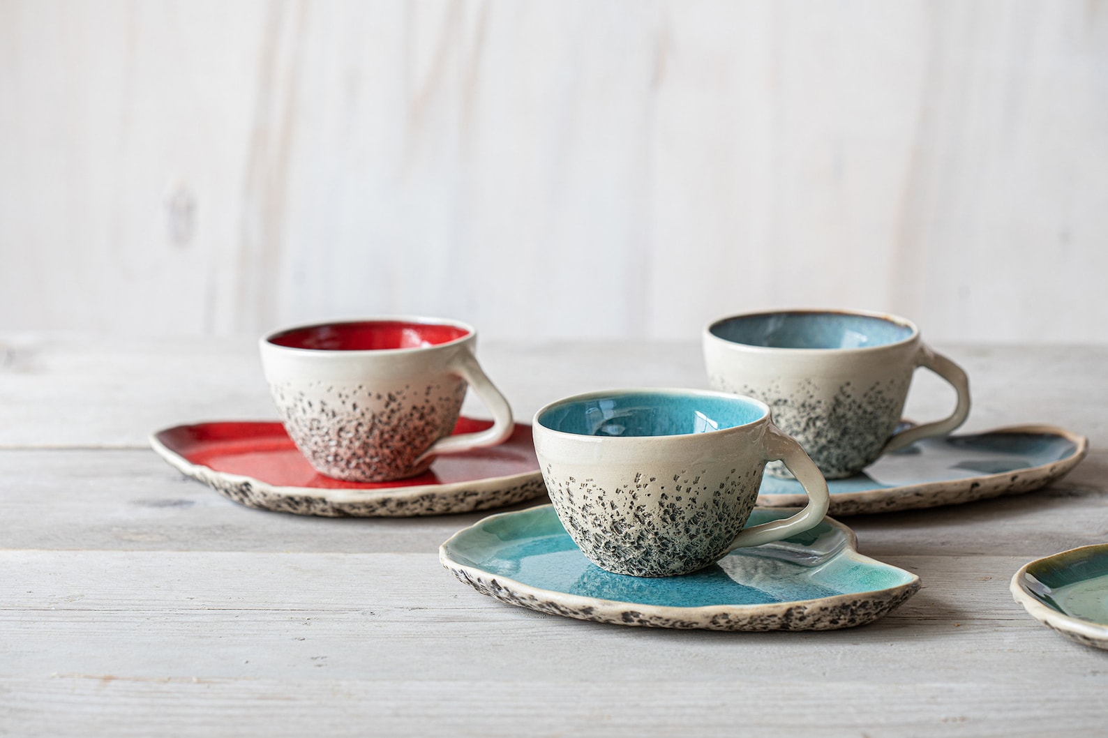Handmade Ceramic Cup With Saucer Pottery Tea Cup Unique Cappuccino Cup ...