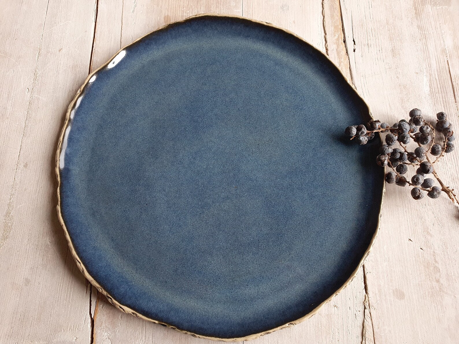 Blue Rustic Dinner Plate Handmade Organic Ceramic Plate - Etsy