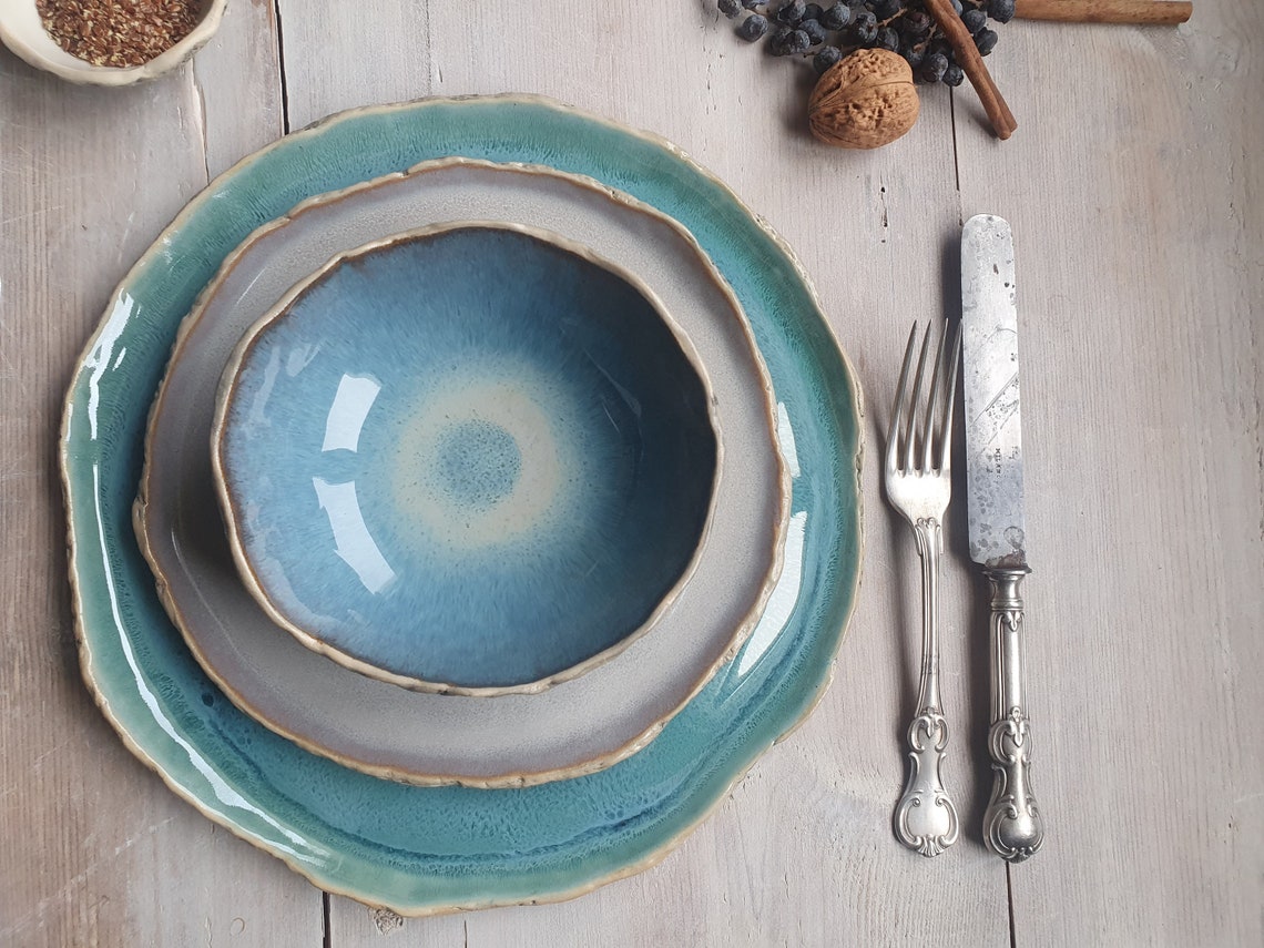 4 Person ceramic dinner set Handmade pottery Dinnerware | Etsy