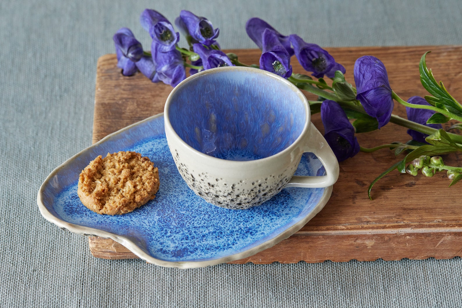 Handmade Ceramic Cup With Saucer Pottery Tea Cup Unique Cappuccino Cup ...