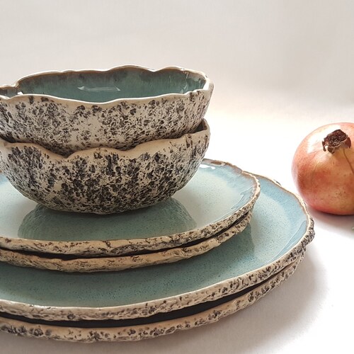 Rustic Dinnerware Set Handmade Ceramics Stoneware Dinner - Etsy