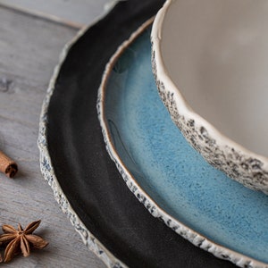 Stoneware Dinnerware Set for Two Handmade Pottery Ceramic Plates and ...