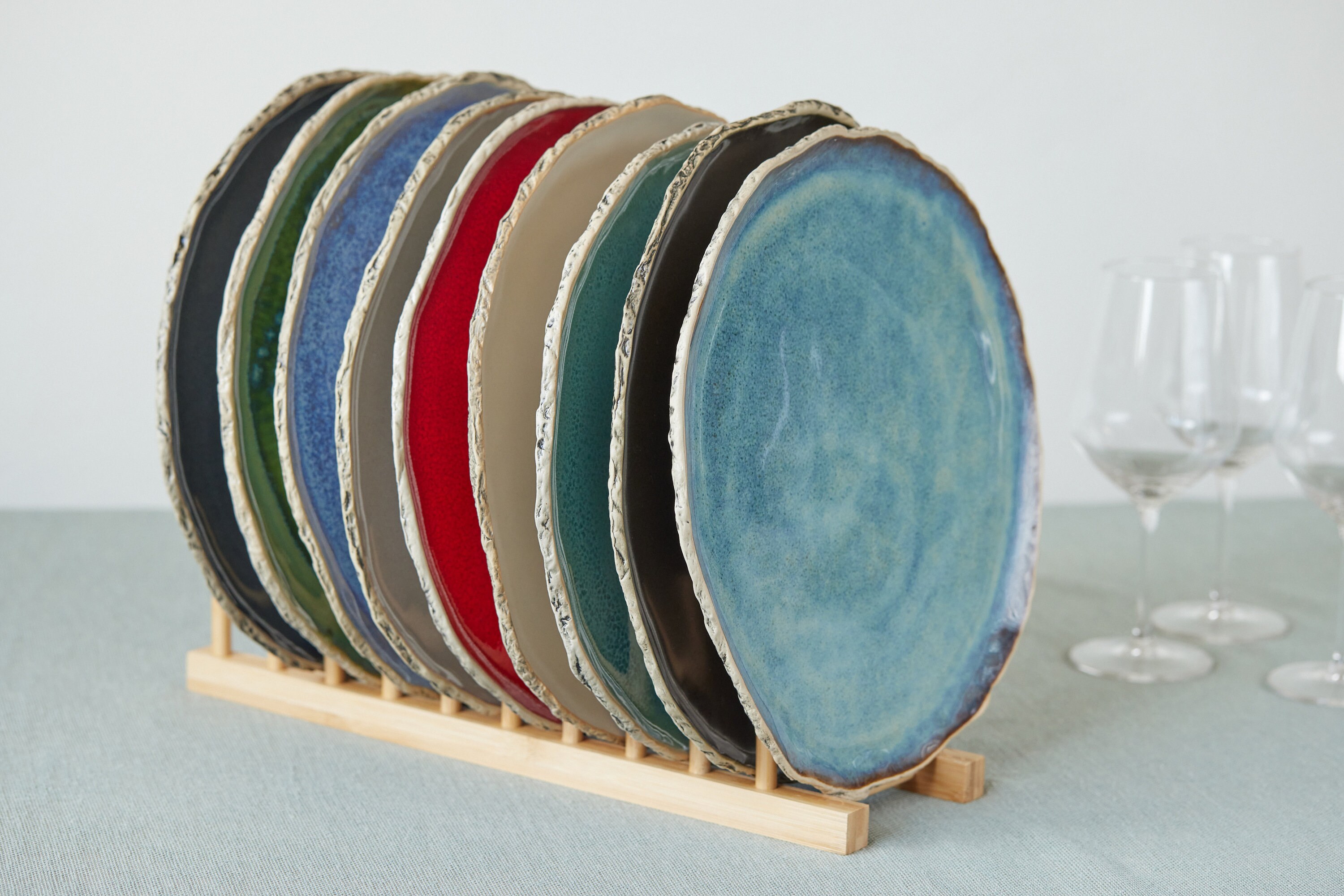 Set of 8 Ceramic Dinner Plates 11.8"/30 Cm Handmade Pottery Plates ...