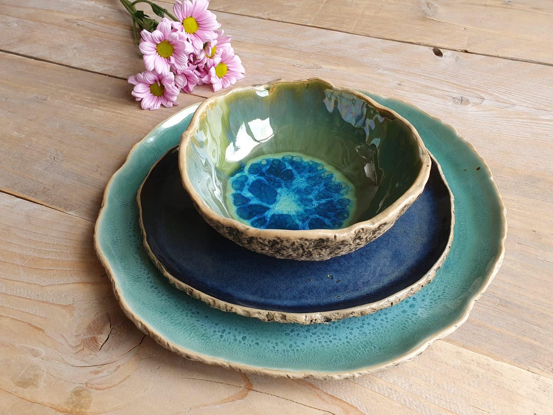 SALE Handmade Ceramic Dinner Set | Pottery | Dinnerware Set "midnight ...