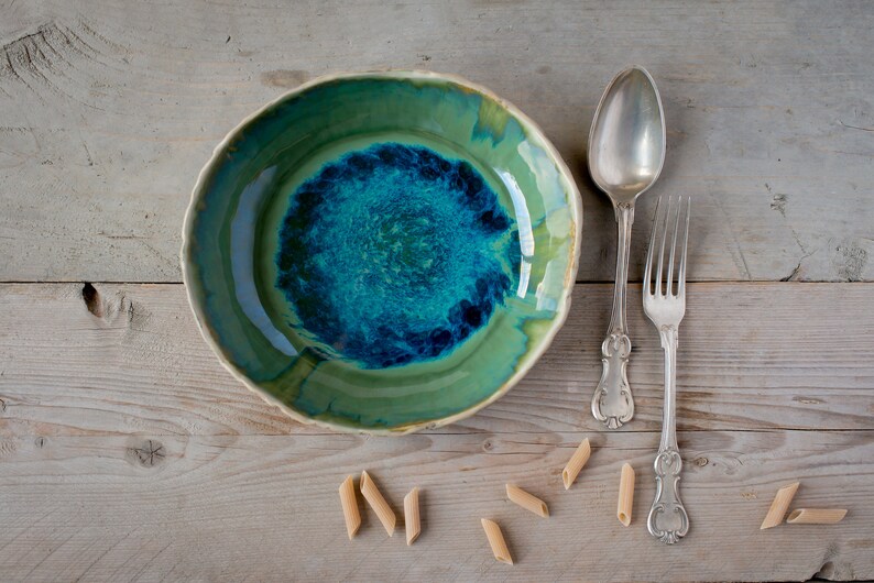 Ceramic Pasta Bowl waterfall Handmade Pottery - Etsy