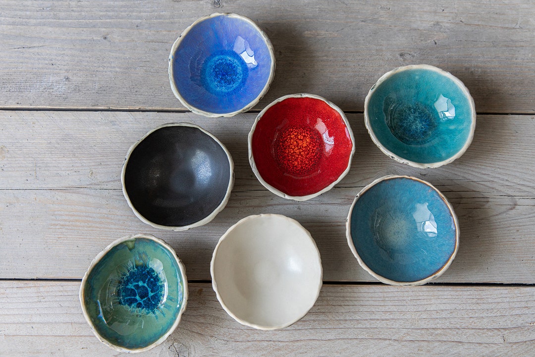 SET OF 4 Handmade Ceramics Bowls Snack Bowls Colourful Tableware ...