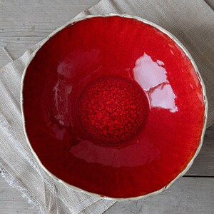 3 Pieces Large Red Bowls Set Handmade Serving Bowls Wedding Gift ...