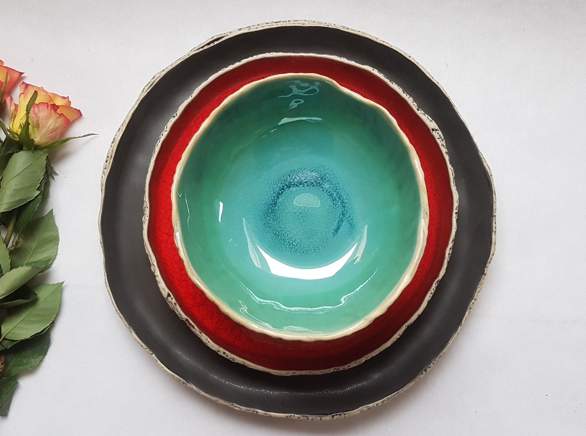 Kitchen dinnerware set ceramics dinner set stoneware | Etsy