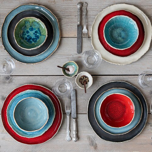 Handmade Ceramic Dinner Set Rustic Pottery Organic Dinnerware | Etsy