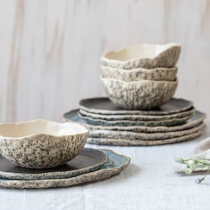 6 Person Handmade Organic Dinnerware Large Ceramics Dinner Set ...