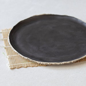 Large Black Plate Handmade Ceramic Plate Stoneware Plates - Etsy