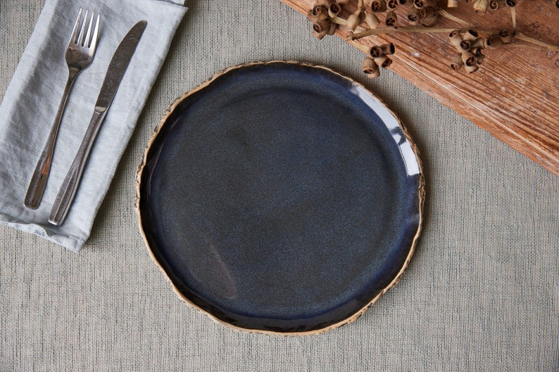 Blue Pottery Plate Handmade Ceramic Plate Side Plate Dinnerware ...