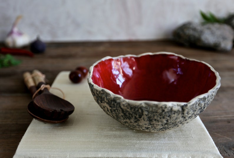 3 Pieces Large red bowls set Handmade serving bowls Wedding | Etsy