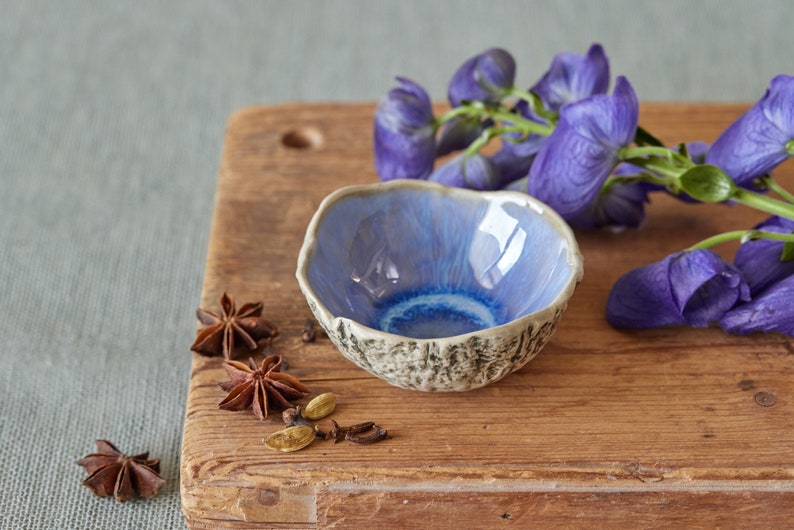 6 Ceramic Spice Bowls Handmade Stoneware 2.7" Pottery Jewelry Condiment ...