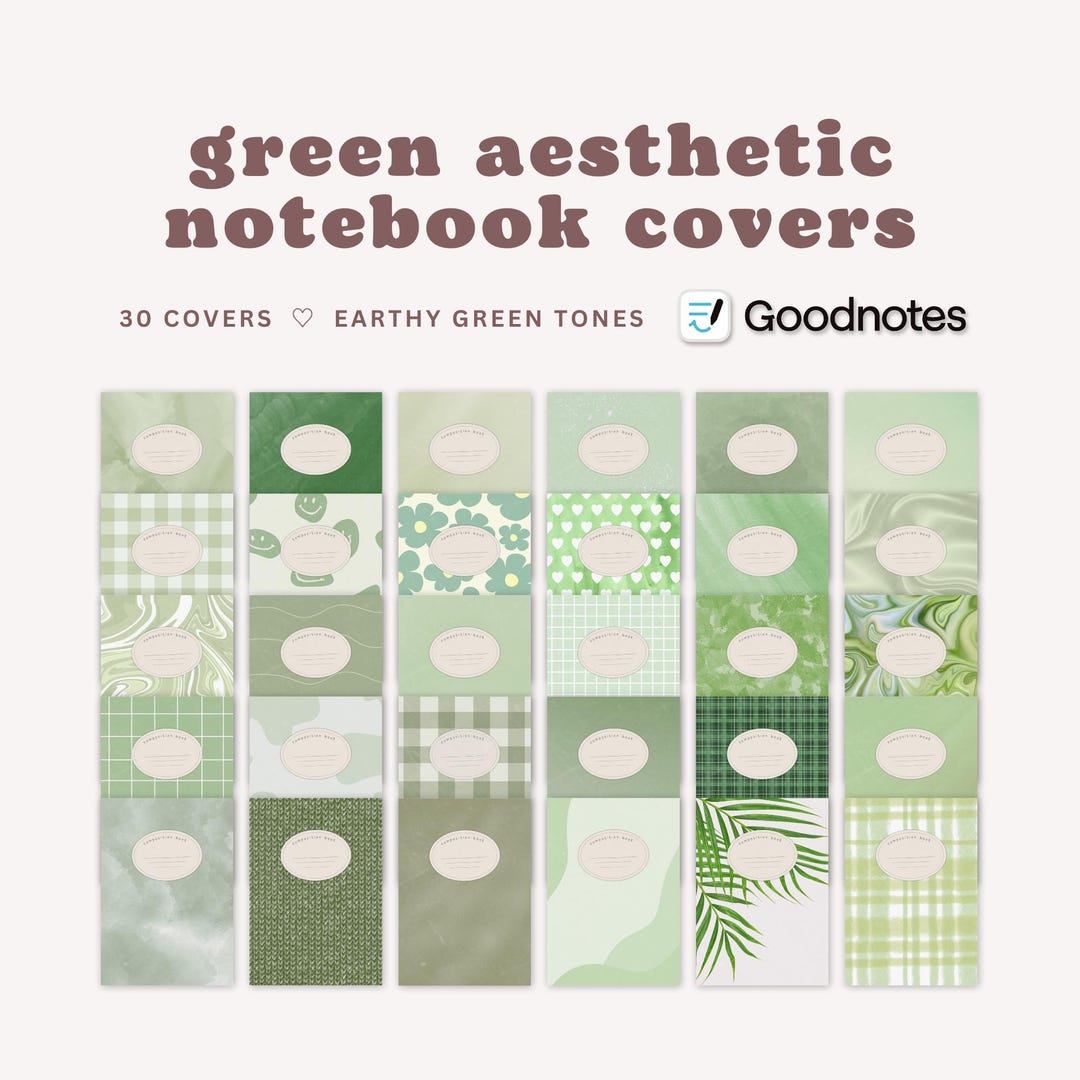 Green Digital Notebook Covers | Cute Soft Aesthetic Covers for iPad ...