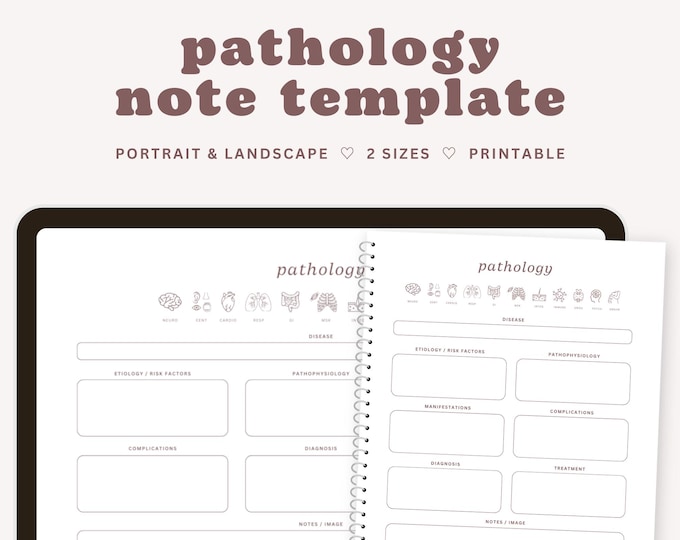 Pathology Note-taking Template | Disease Pathophysiology Reference ...