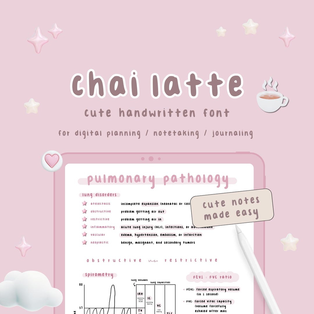 Chai Latte Font Cute Handwritten Font for Digital Planning, Note-taking ...