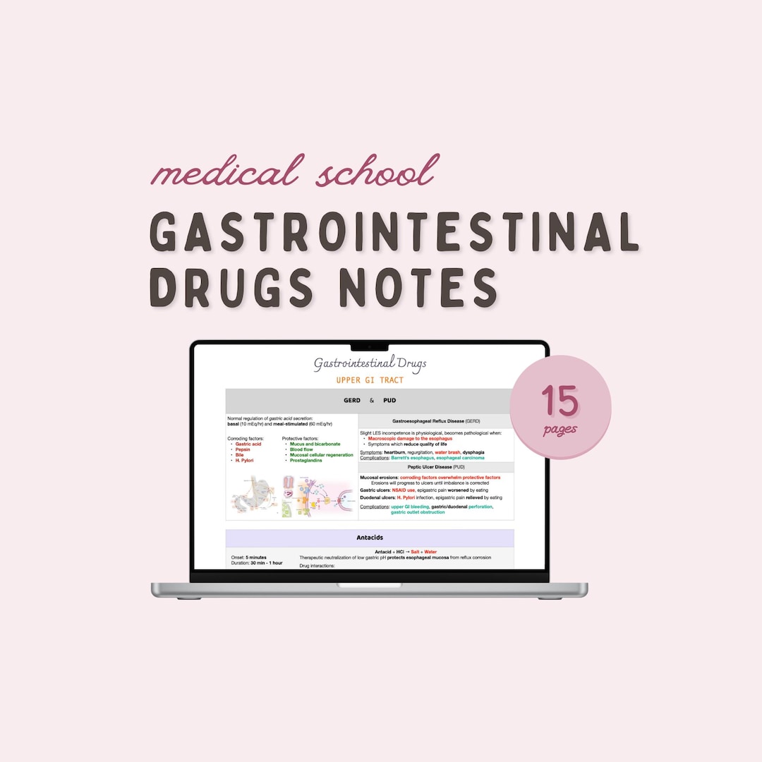 Gastrointestinal Pharmacology GI Drugs Medications Summary Notes ...