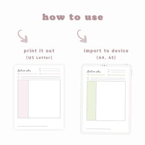 Minimal Cornell Note Template 14 Colors A4, A5, and US Letter Instant ...