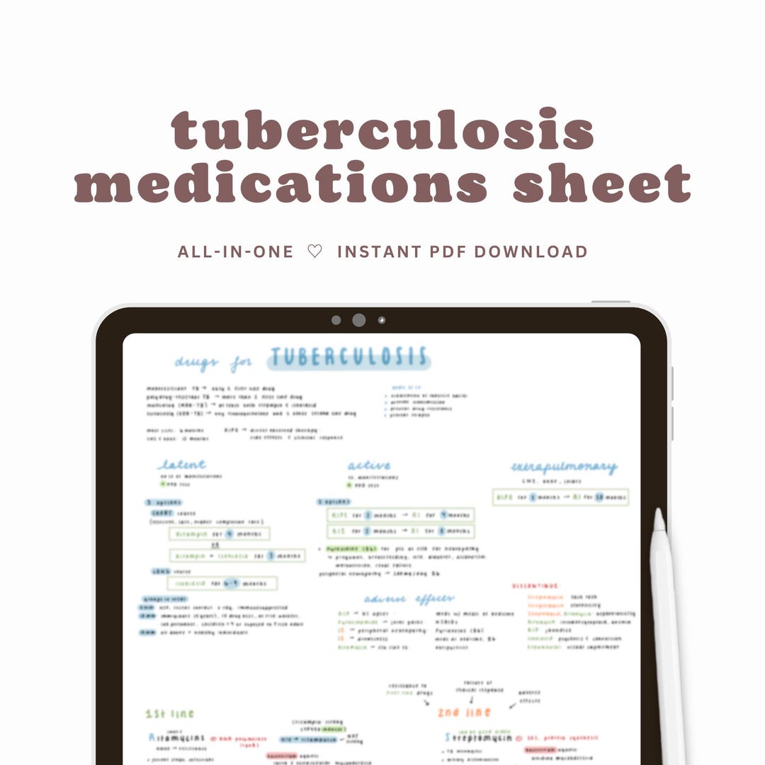 Tuberculosis Medications Sheet | High-yield TB Drugs Pharmacology Pharm ...