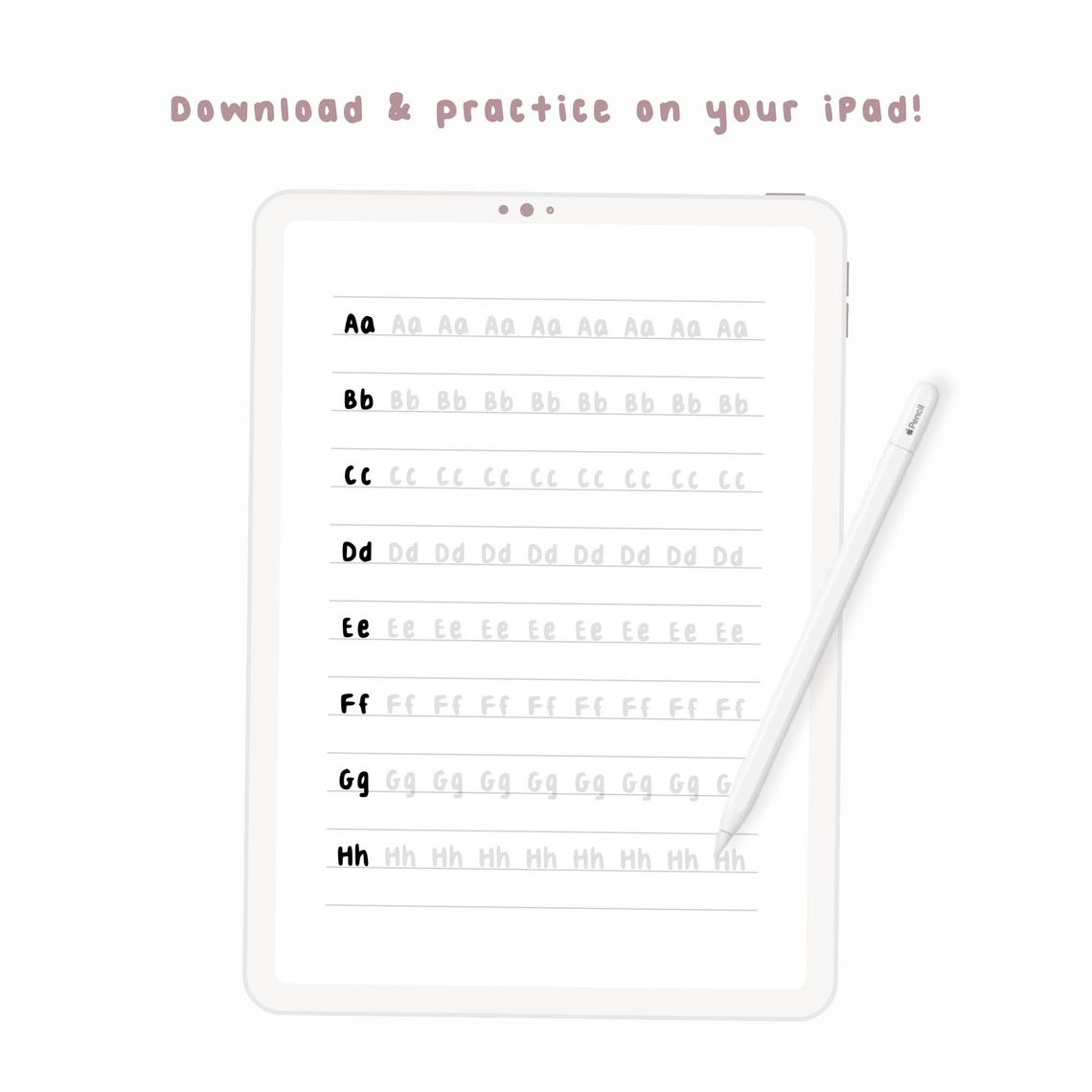 Printable Handwriting Practice Sheets 8 Pages of Cute Font Practice ...