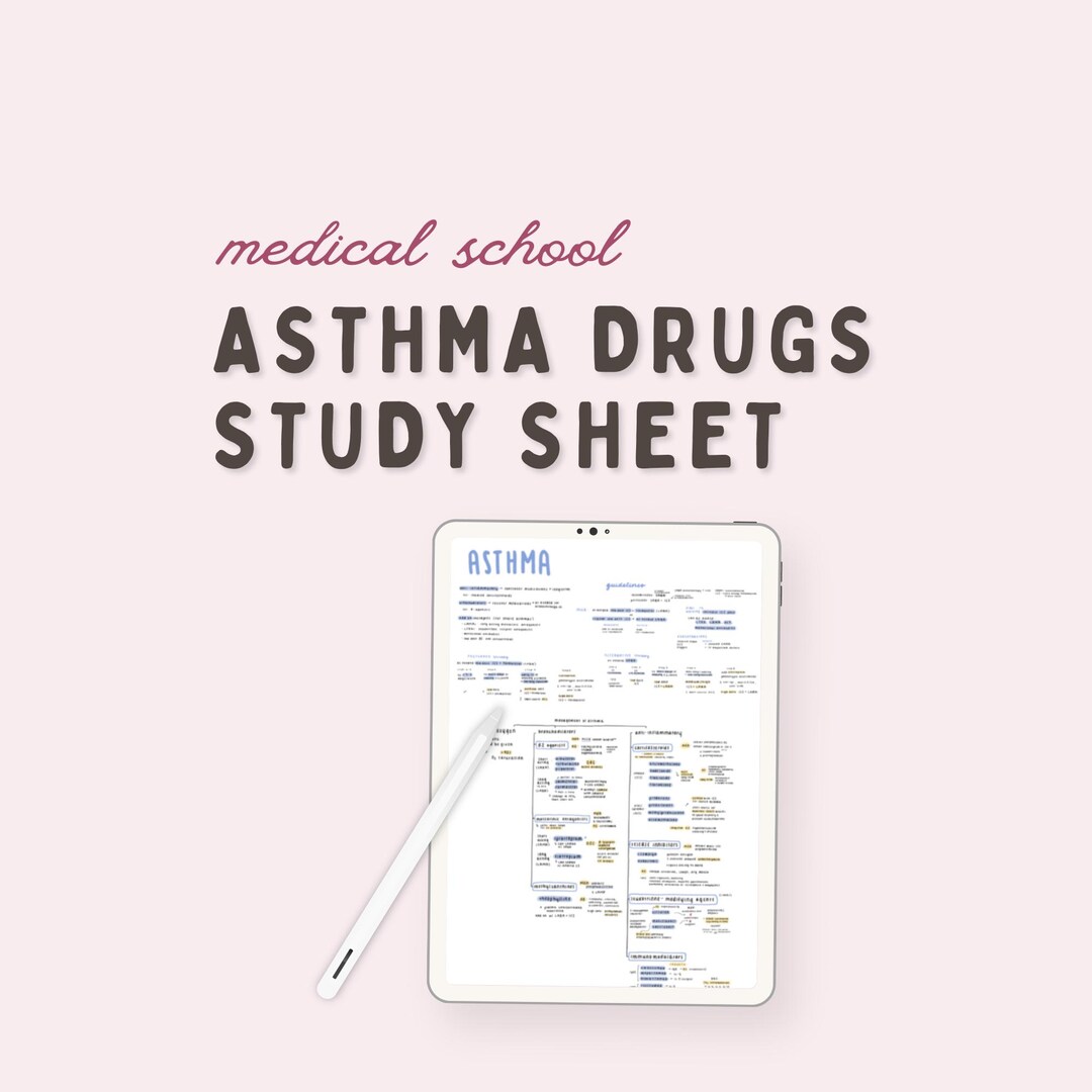 Asthma Medications Study Sheet 1-page High-yield Drugs Summary Notes ...