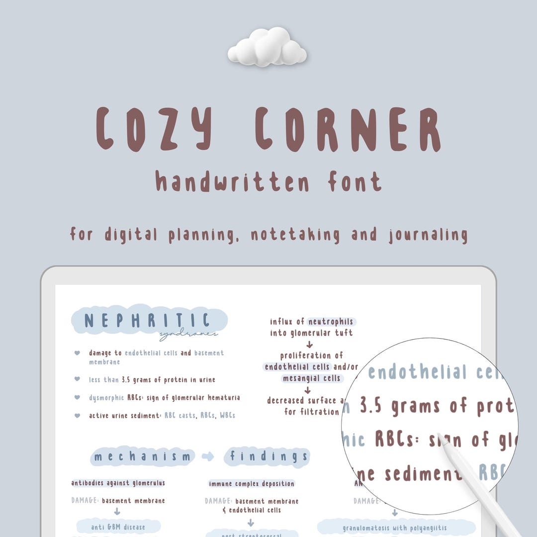 Cozy Corner Handwritten Font: Digital Planning, Journaling (OTF, TTF ...