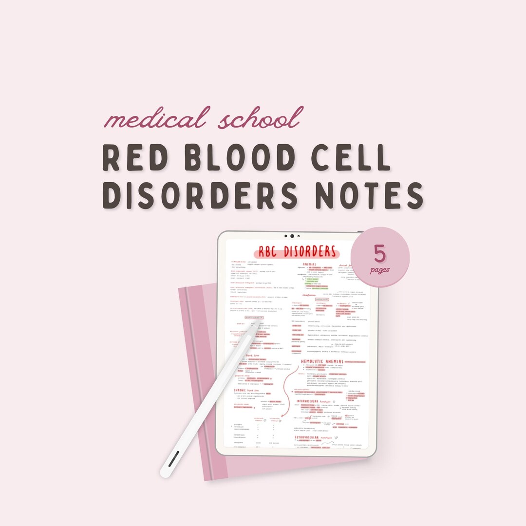 Red Blood Cell RBC Disorders Pathophysiology Summary Notes Digital ...