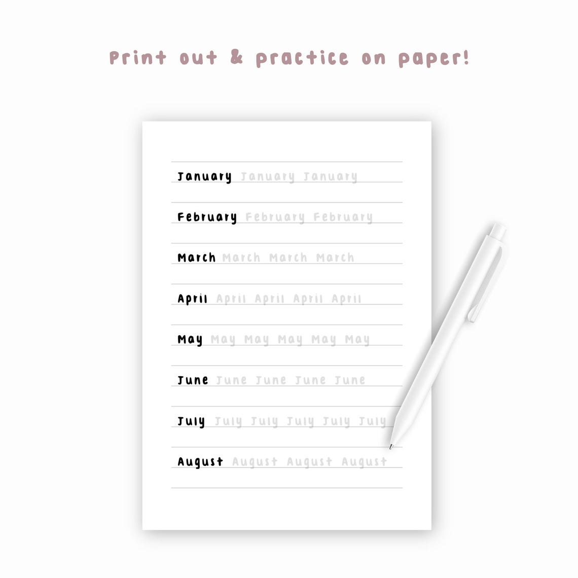 Printable Handwriting Practice Sheets 8 Pages of Cute Font Practice ...