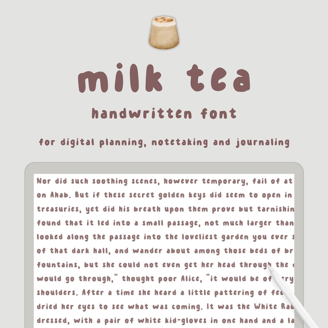 Milk Tea Font | Cute Handwritten Font for Digital Planning, Note-taking ...