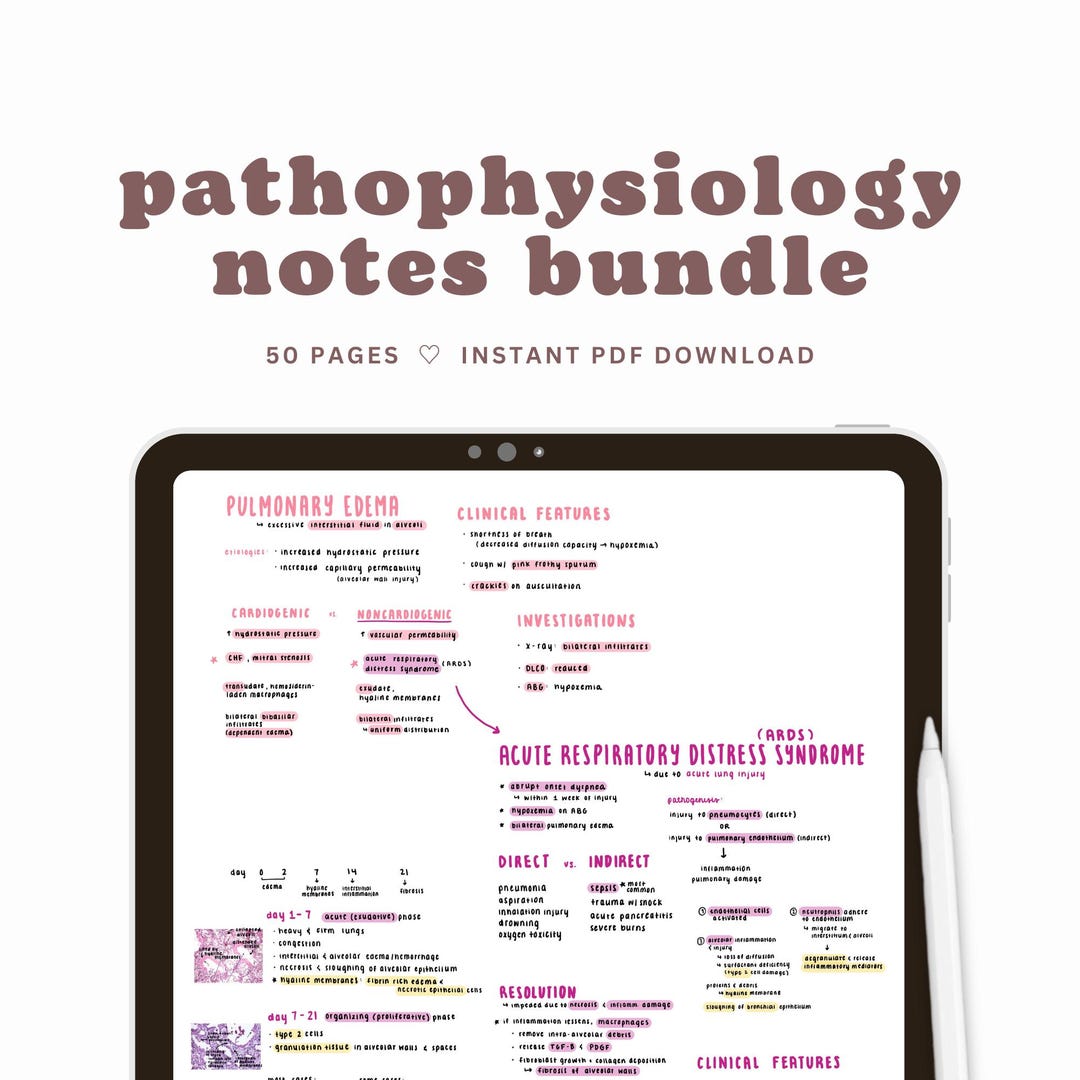 Pathophysiology Notes Bundle: Cardiovascular, Pulmonary, Endocrine ...