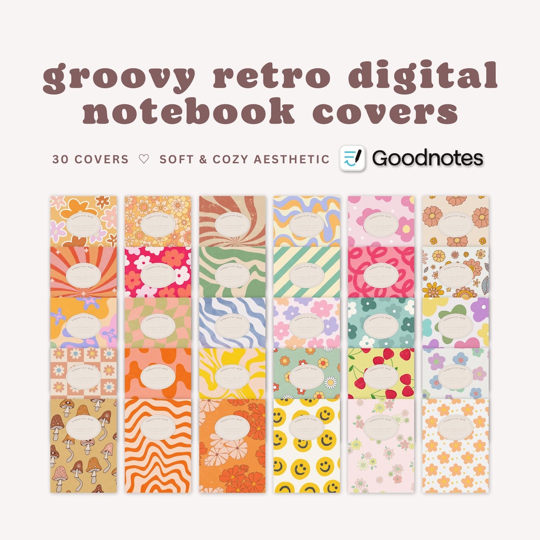 Retro Digital Notebook Covers | Groovy iPad Notetaking (PDF Download ...