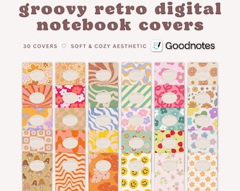 Groovy Digital Notebook Covers | Cute Retro Covers for iPad Notetaking ...
