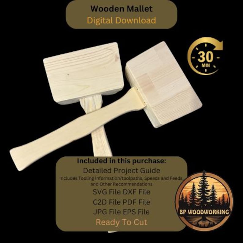 Wooden Mallet - Cnc Files + Project Guide - SVG, DXF, Carbide Create ...